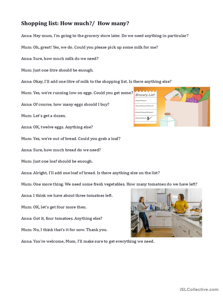 Supermarket Shopping Dialogue | PDF