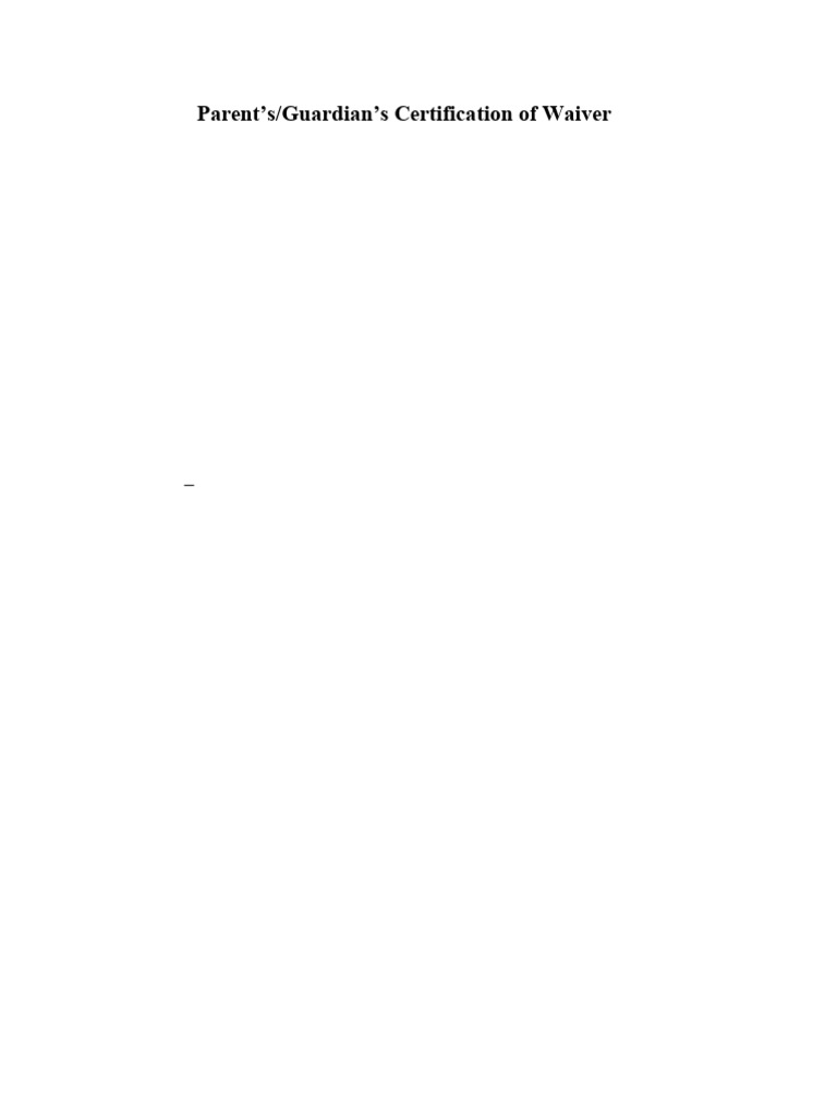 ParentsGuardians Certification of Waiver | PDF