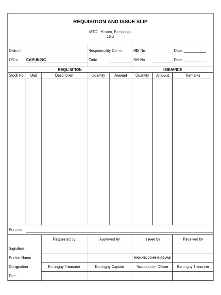 Requisition and Issue Slip | PDF