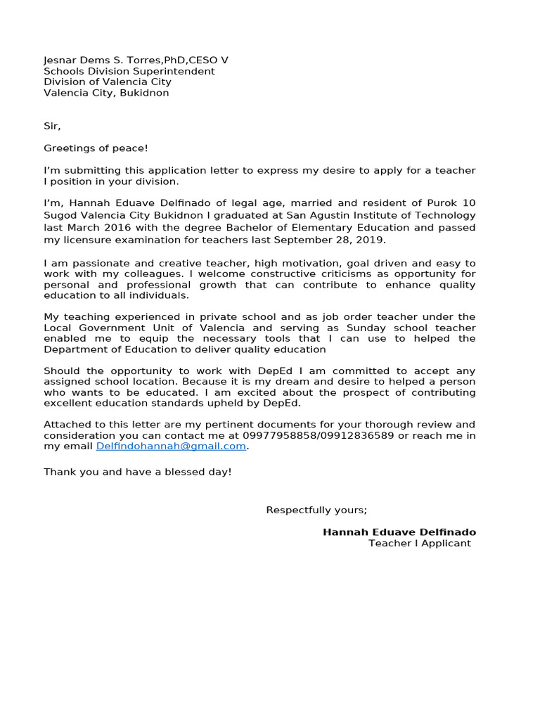 Application Letter Deped | PDF