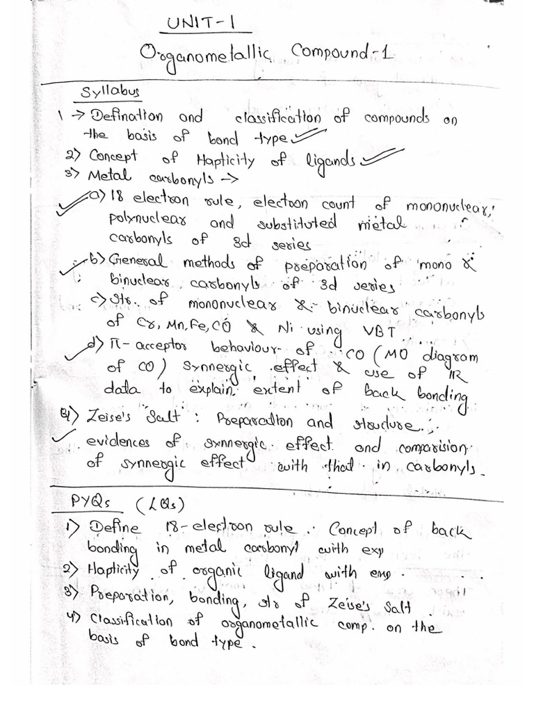 Organometallic Compound 1 Unit-1 Core 13 | PDF | Chemistry | Organic ...