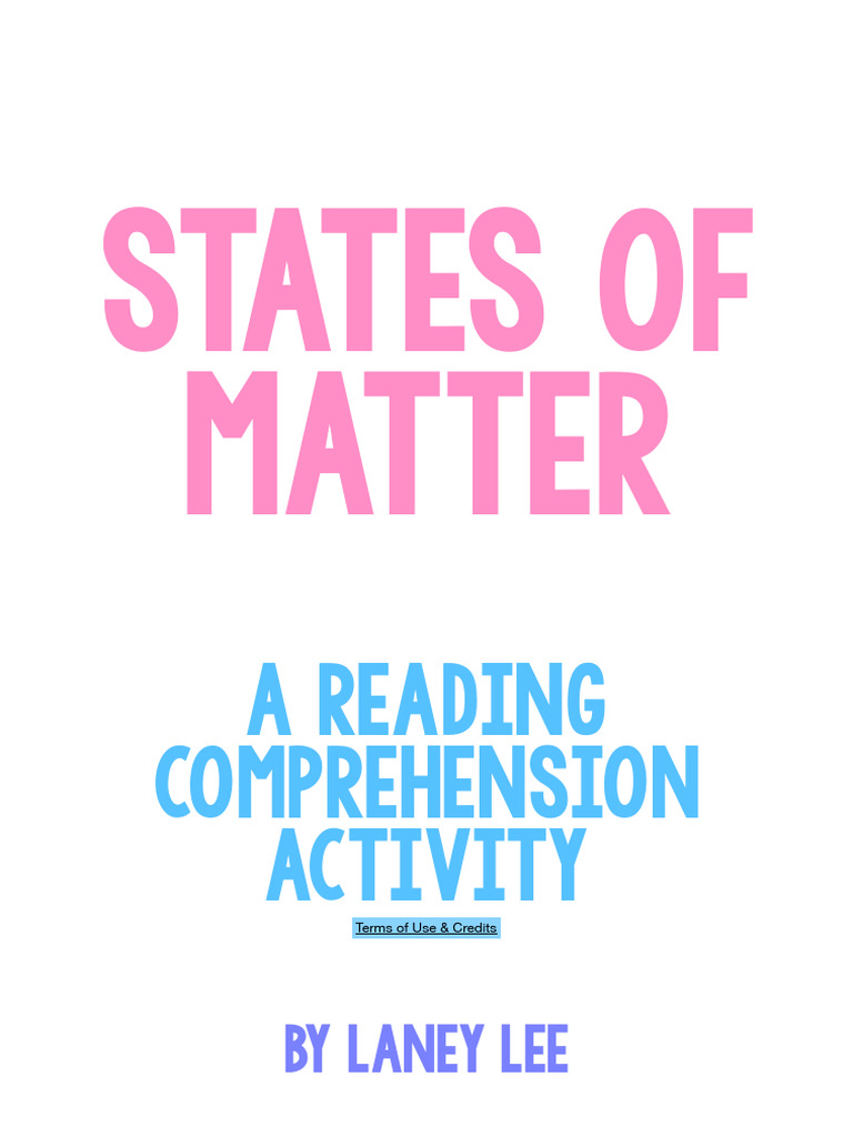 States of Matter: A Reading Comprehension Activity | PDF | Liquids | Water