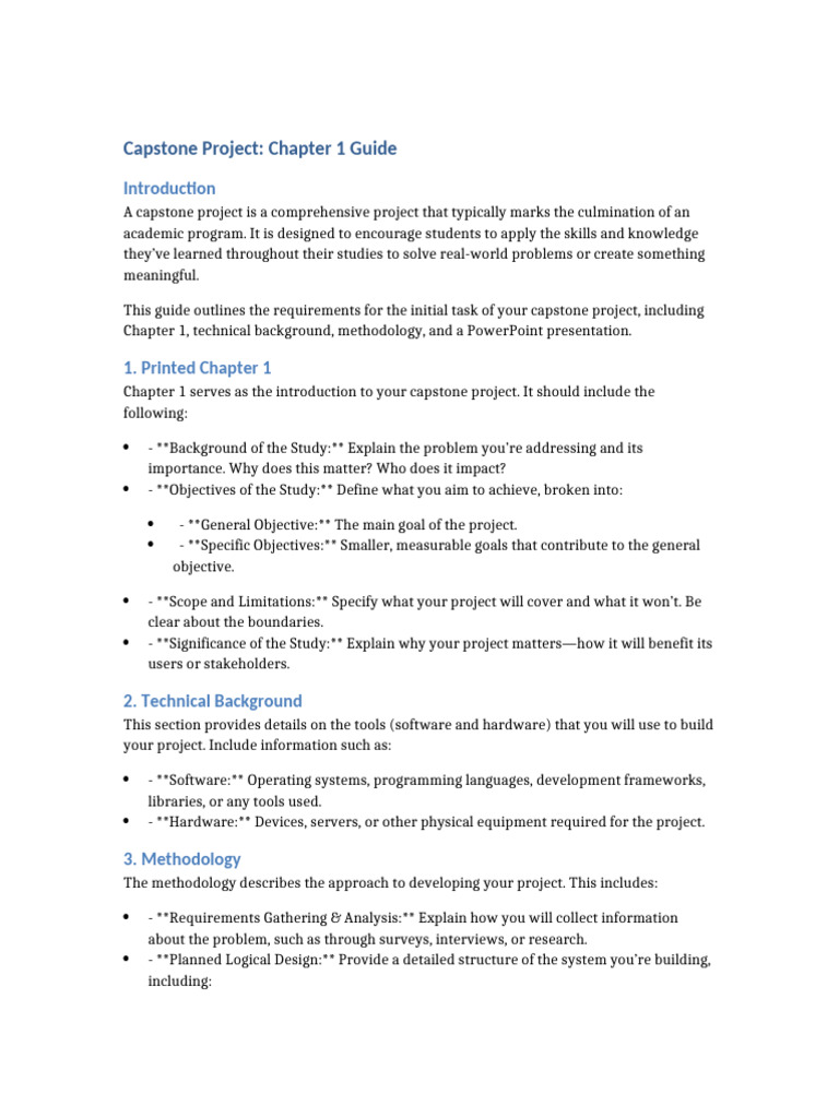 Capstone Project Chapter 1 Guide | PDF | Methodology | System