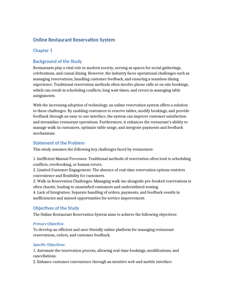 Updated Online Restaurant Reservation System | PDF | Databases ...