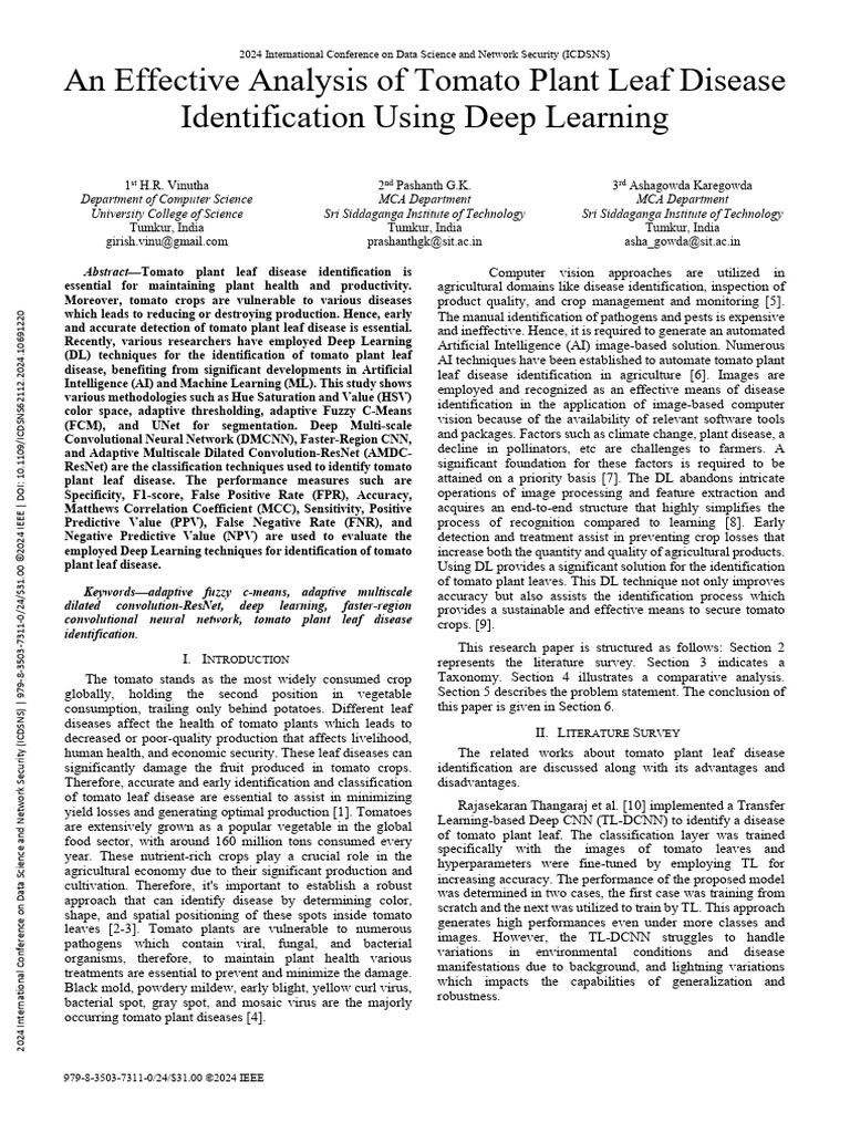 An Effective Analysis of Tomato Plant Leaf Disease Identification Using ...