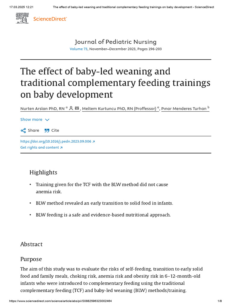 The Effect of Baby-Led Weaning and Traditional Complementary Feeding ...