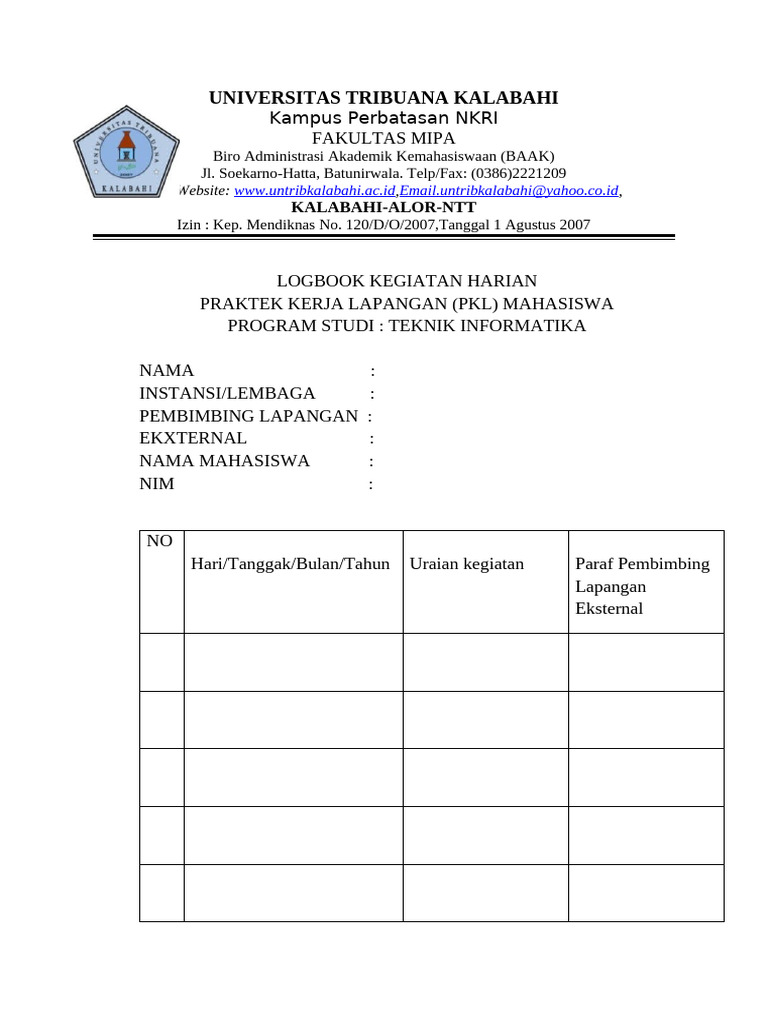 Logbook PKL | PDF