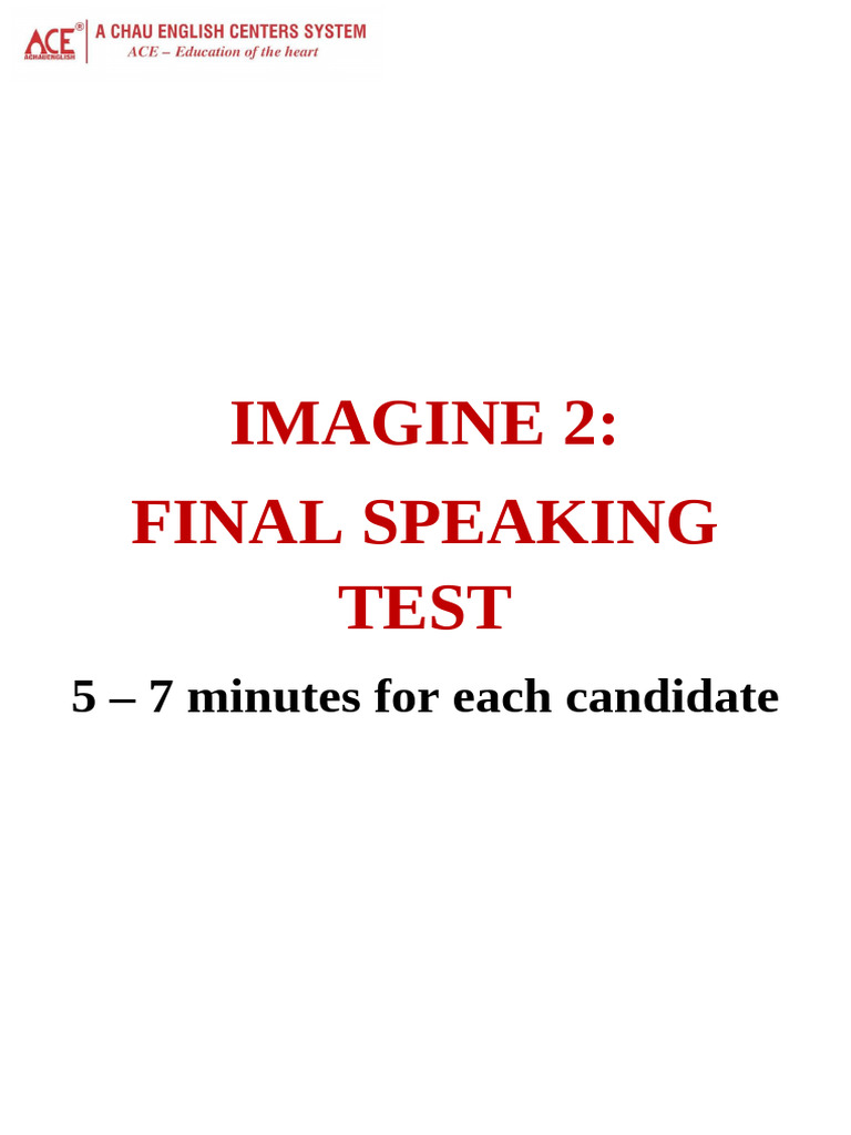 Final Speaking Test for Candidates | PDF