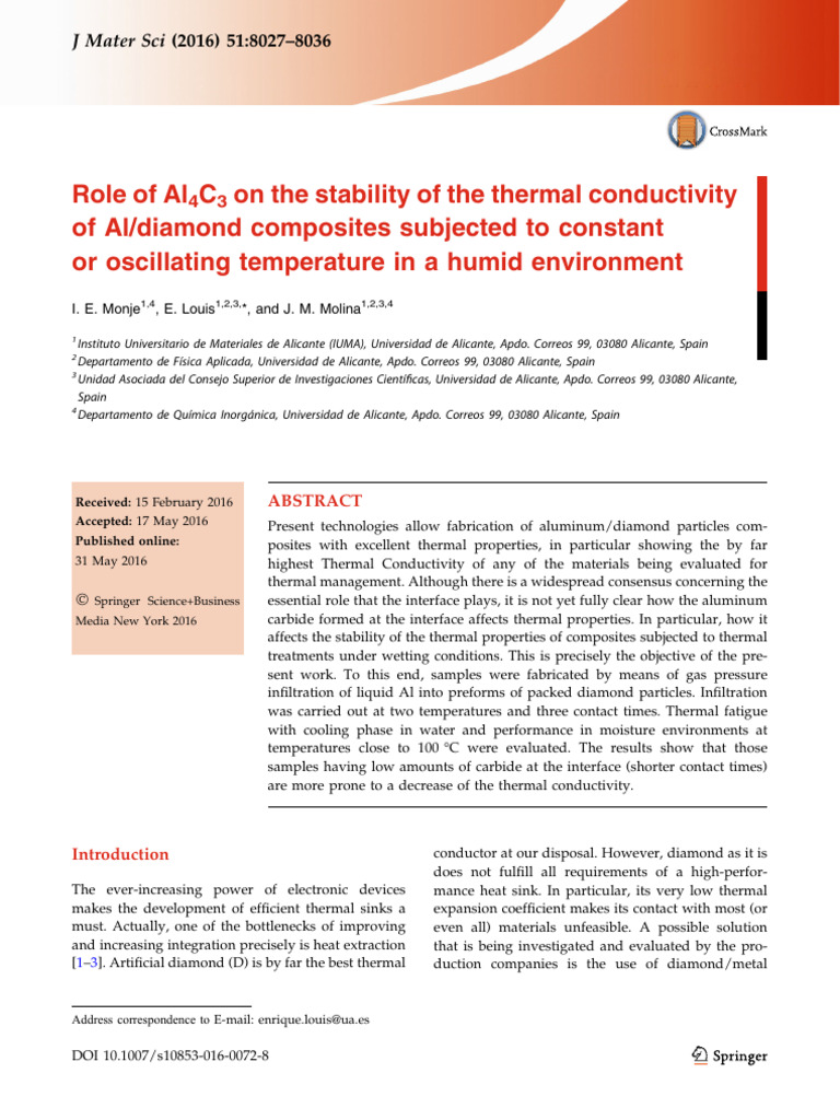 2016 - Role of Al4C3 On The Stability... J. Mater. Sci. 2016 | PDF ...