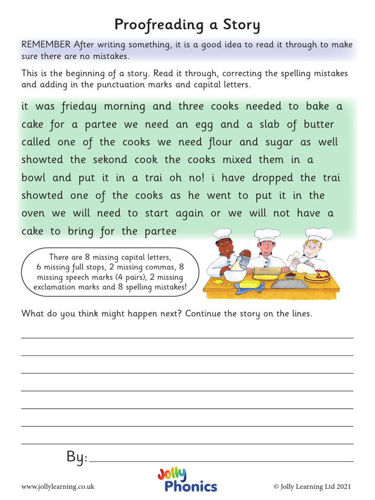 Proofreading A Story Worksheet Cooks | PDF
