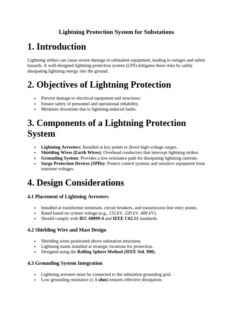 Lightning Protection System For Substations | PDF