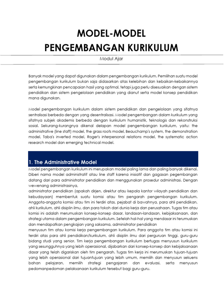Model Pengembangan Kurikulum Efektif | PDF