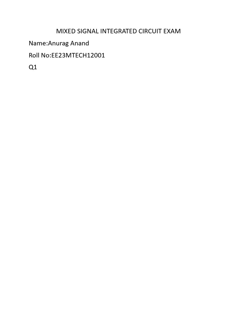 Mixed Signal Integrated Circuit Exam | PDF