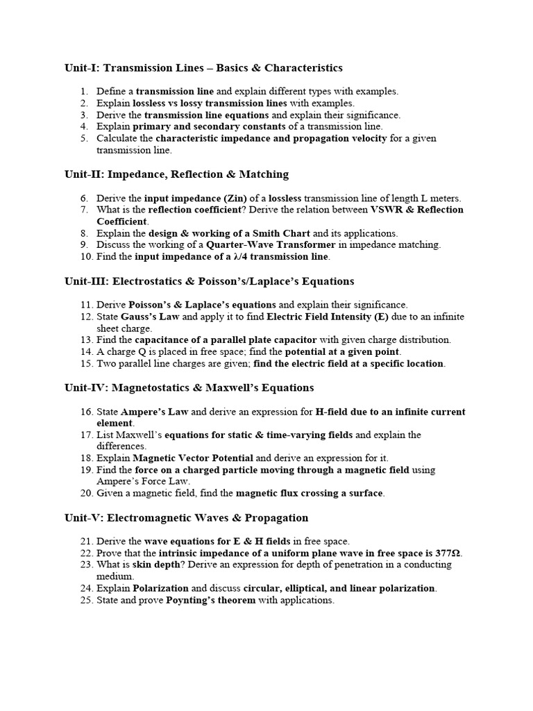 EMWTL IMP Questions | PDF