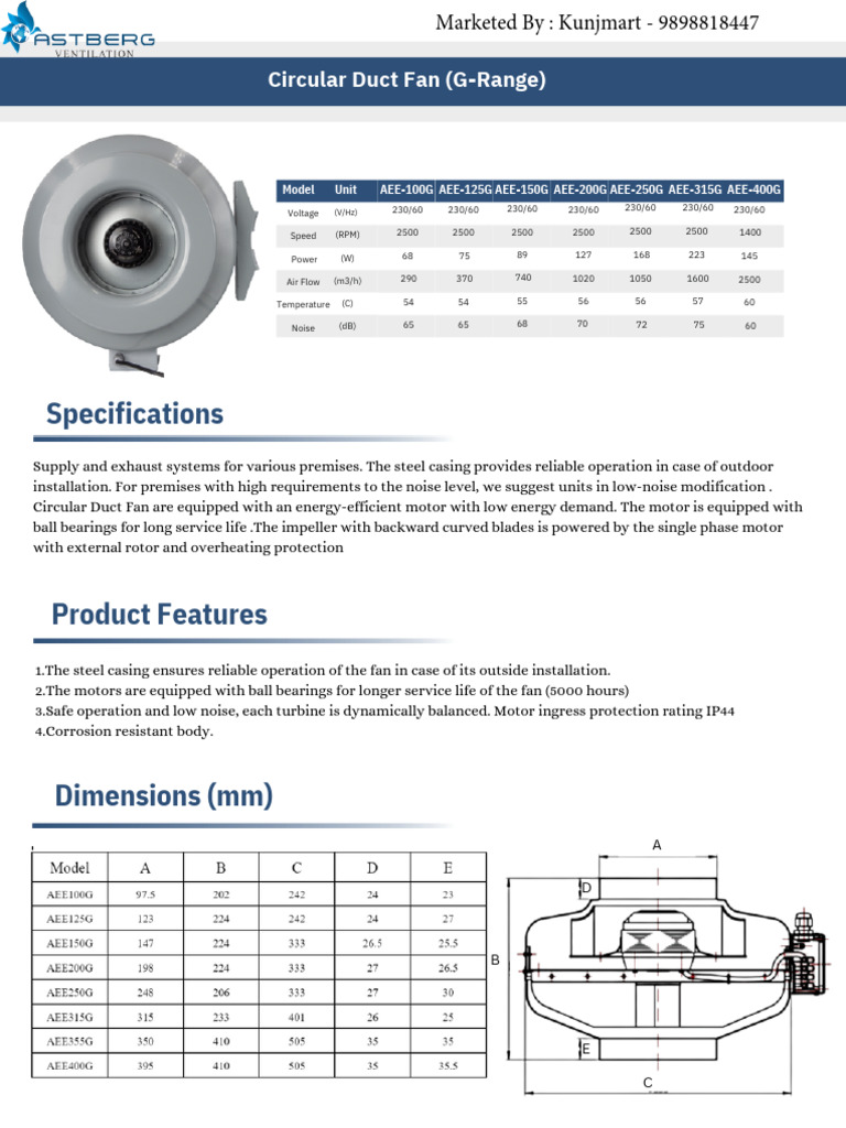 A Circular Duct Fan (G-Range) PDF | PDF | Alternating Current | Turbine