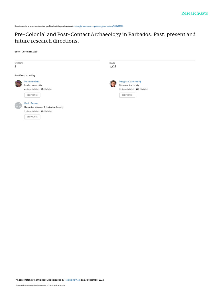0 9789088908453 Taboui05 de Waal Ed 2019 Pre Colonial Post Contact Archaeology in Barbados e ...