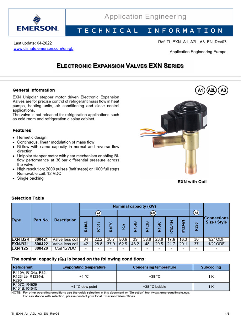 EXN Series Electronic Expansion Valves | PDF | Evaporation | Thermodynamics