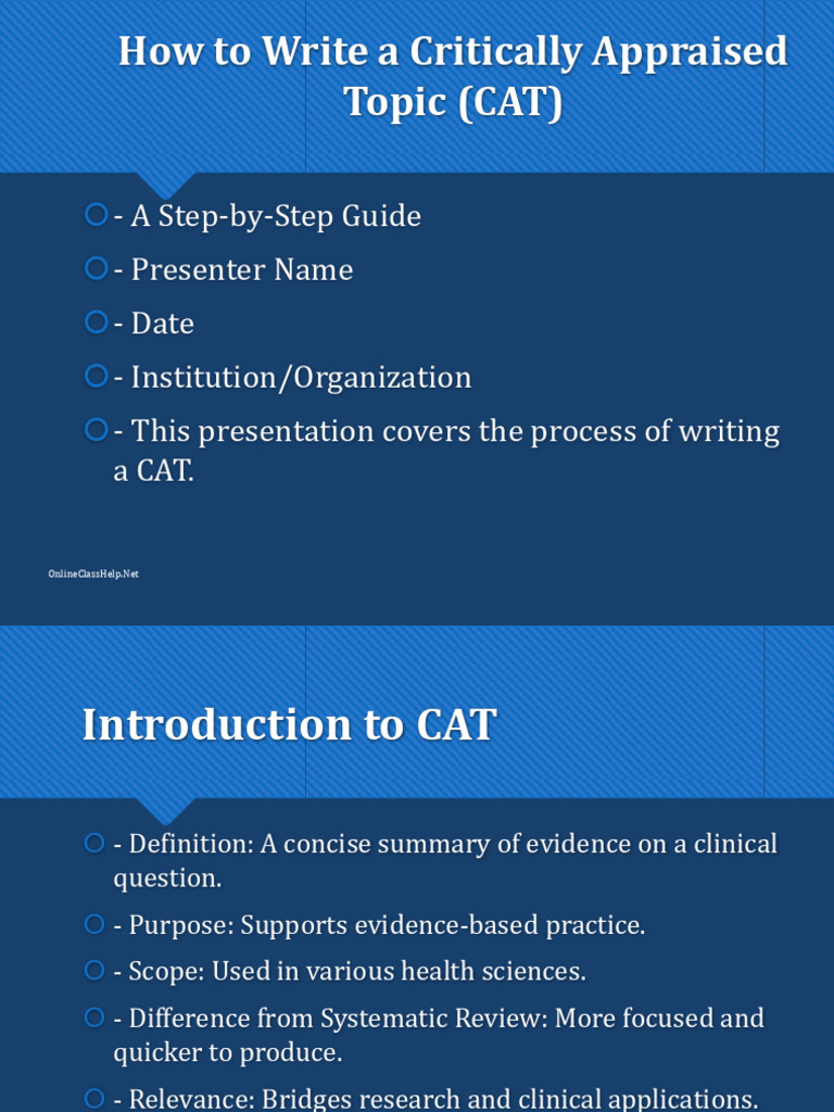 How To Write A Critically Appraised Topic (CAT) | PDF | Science ...