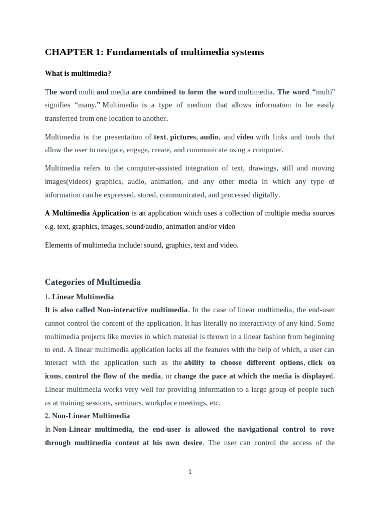 CHAPTER 1- Fundamentals of multimedia systems | PDF | Multimedia | Information