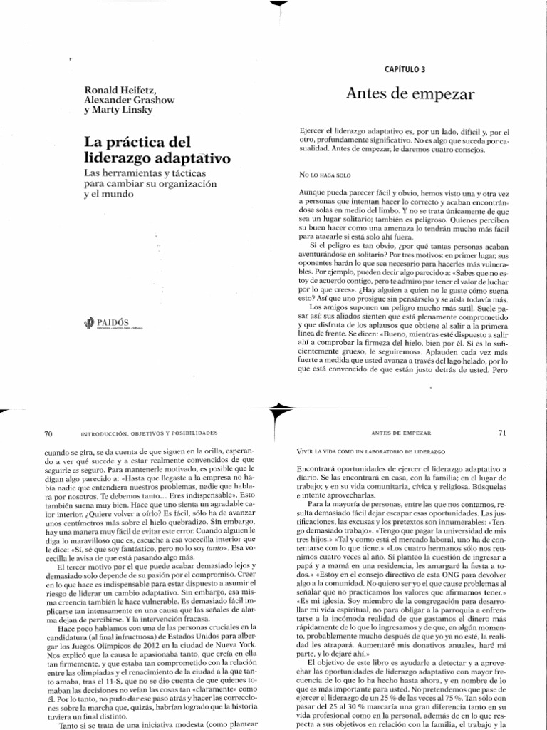 Heifetz Linsky Grashow - La Practica Del Liderazgo Adaptativo - Cap 3 | PDF