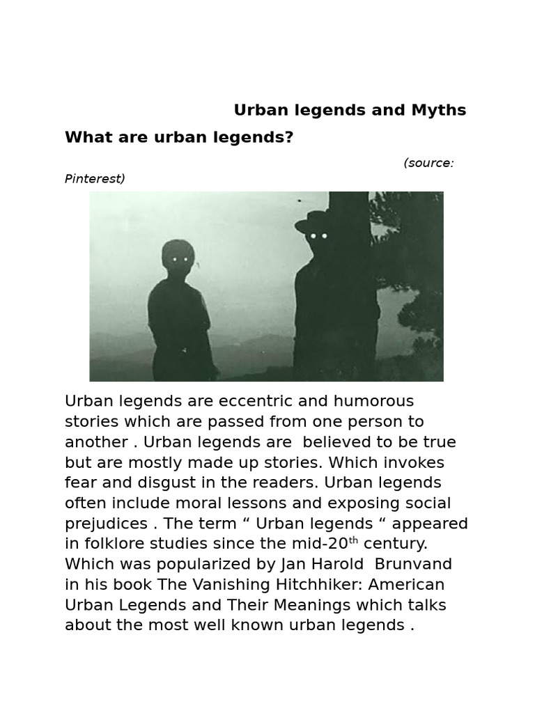Urban Legends and Myths What Are Urban Legends?: (Source: Pinterest) | PDF