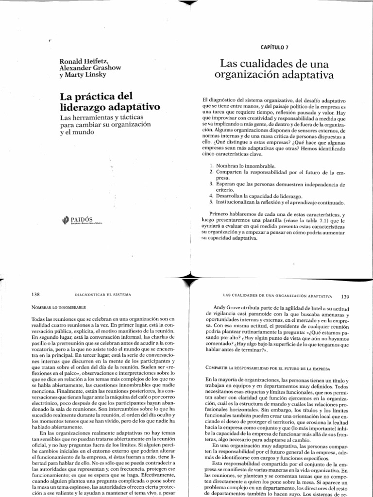 Heifetz Linsky Grashow - La Practica Del Liderazgo Adaptativo - Cap 7 | PDF