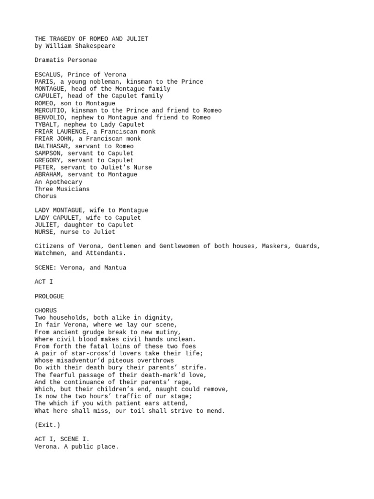 Romeo and Juliet Script | PDF