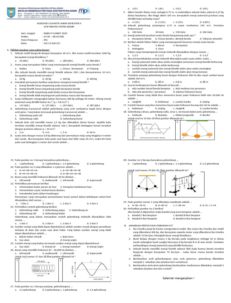 Asesmen Sumatif Tengah Semester II ASTS II Mapel IPA KELAS 8. | PDF
