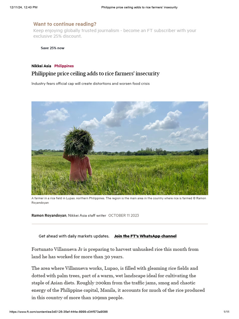 Philippine Rice Price Ceiling Impact | PDF | Rice | Inflation