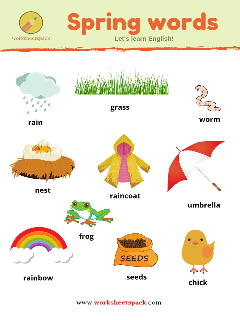 Spring Vocabulary Worksheet for Kids | PDF