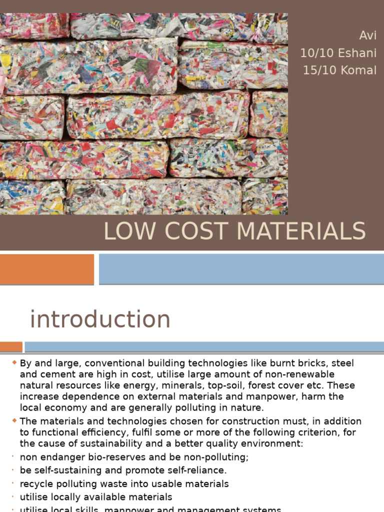 Sustainable Low-Cost Building Materials | PDF | Cement | Concrete
