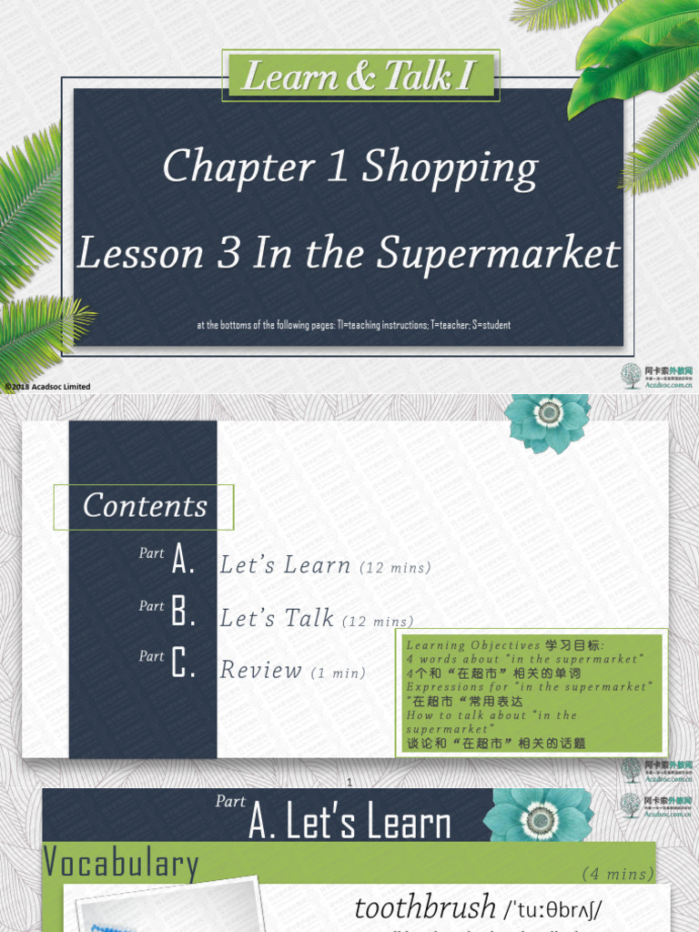 Lesson 3 in The Supermarket | PDF | Applied Linguistics | Human ...