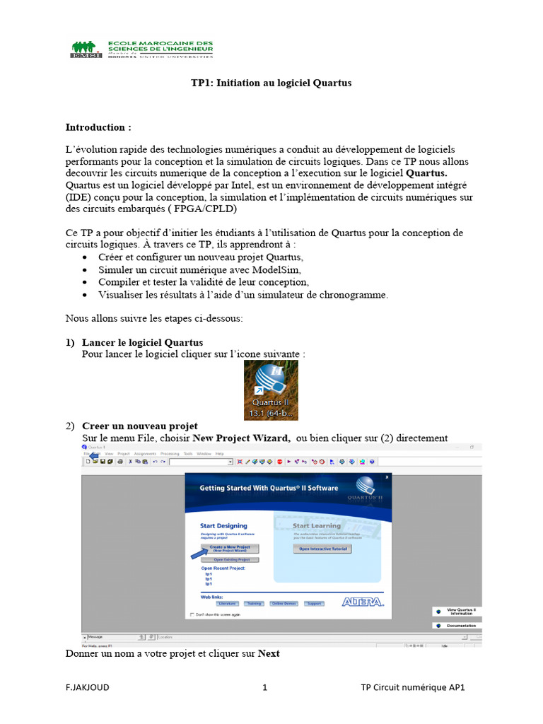 Initiation à Quartus pour circuits numériques | PDF | Technologie ...