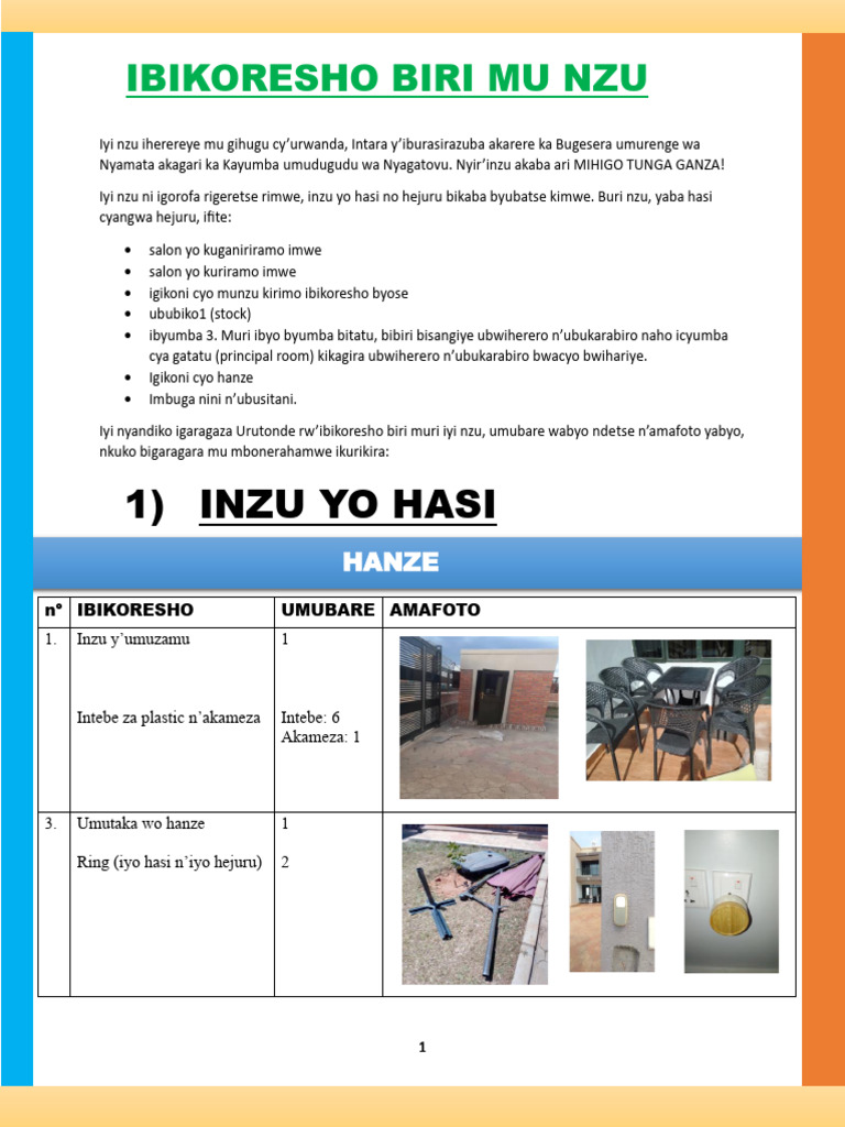 Ibikoresho Biri Munzu Ya Mihigo | PDF