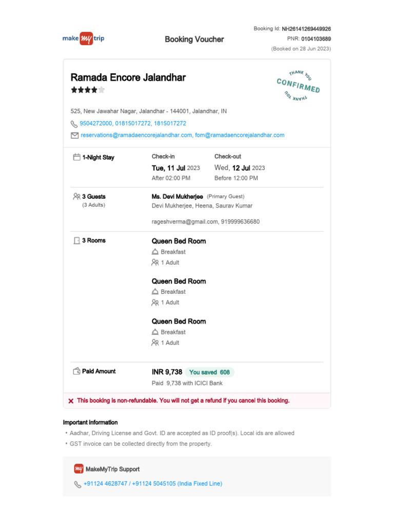 Booking Confirmation Voucher | PDF