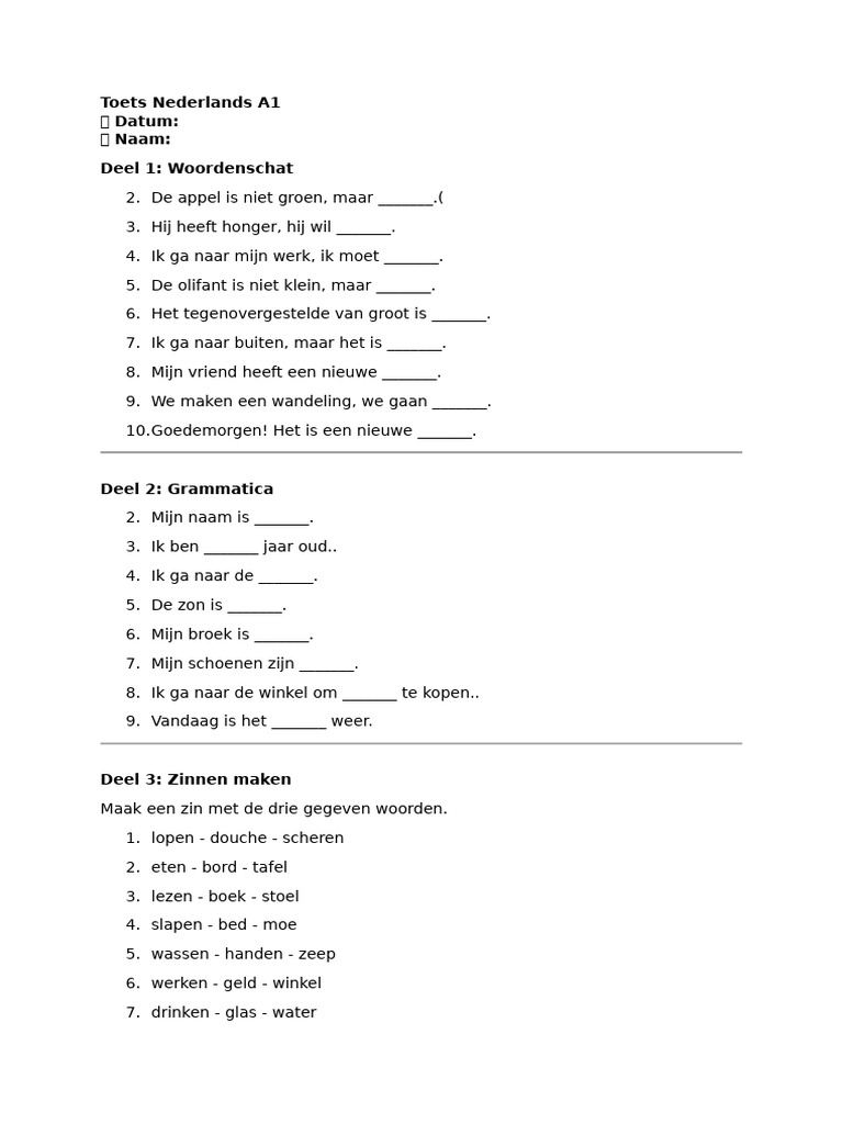 Toets Na Vier Maanden | PDF