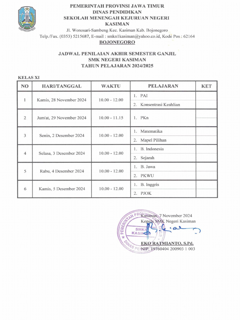 JADWAL XI-2 | PDF