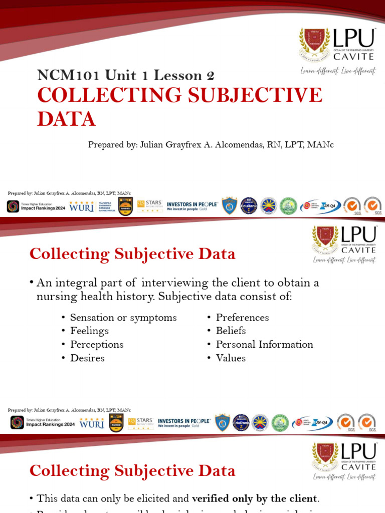 HA 1.2 Collecting Subjective Data | PDF | Nonverbal Communication | Pain
