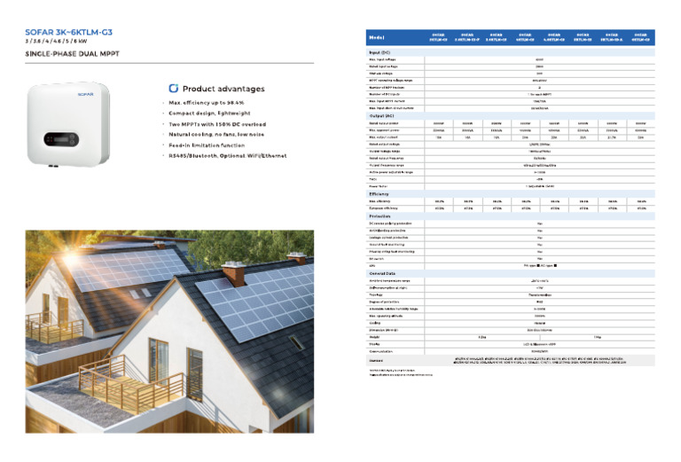 SOFAR 3K 6KTLM-G3 - Datasheet - 2023-06-06 - V4.0 - en-INT | PDF