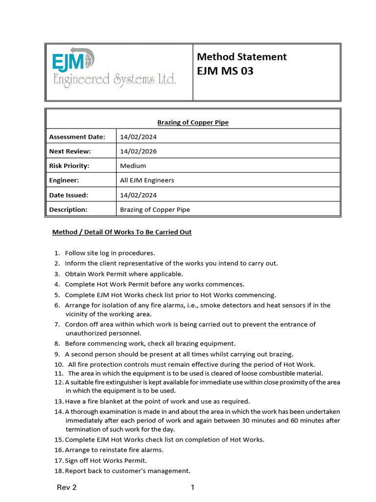 EJM MS 03.brazing of Copper Pipe | PDF | Personal Protective Equipment ...