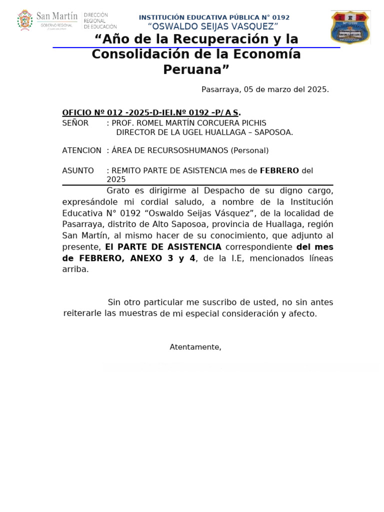 Oficio PARTE FEBRERO 2025 ANEX 3 Y ANEX 4 | PDF