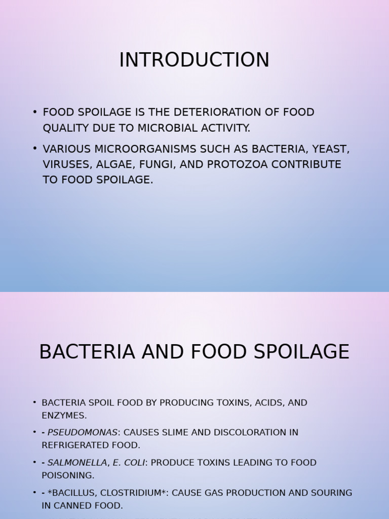 Food Spoilage Presentation | PDF | Foods | Foodborne Illness
