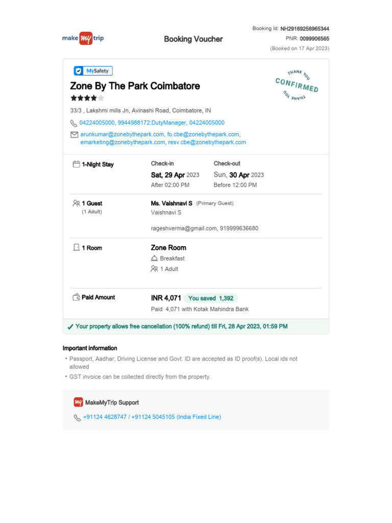 Booking Confirmation Voucher | PDF