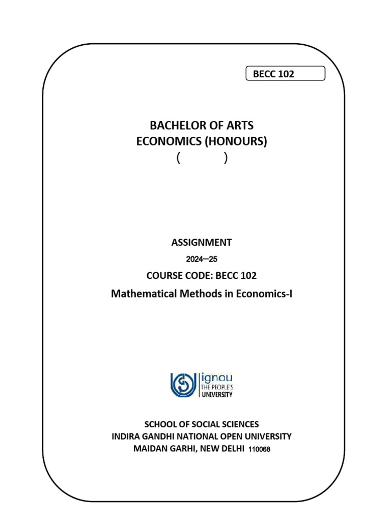 Assignment BECC 102 English | PDF | Profit (Economics) | Demand