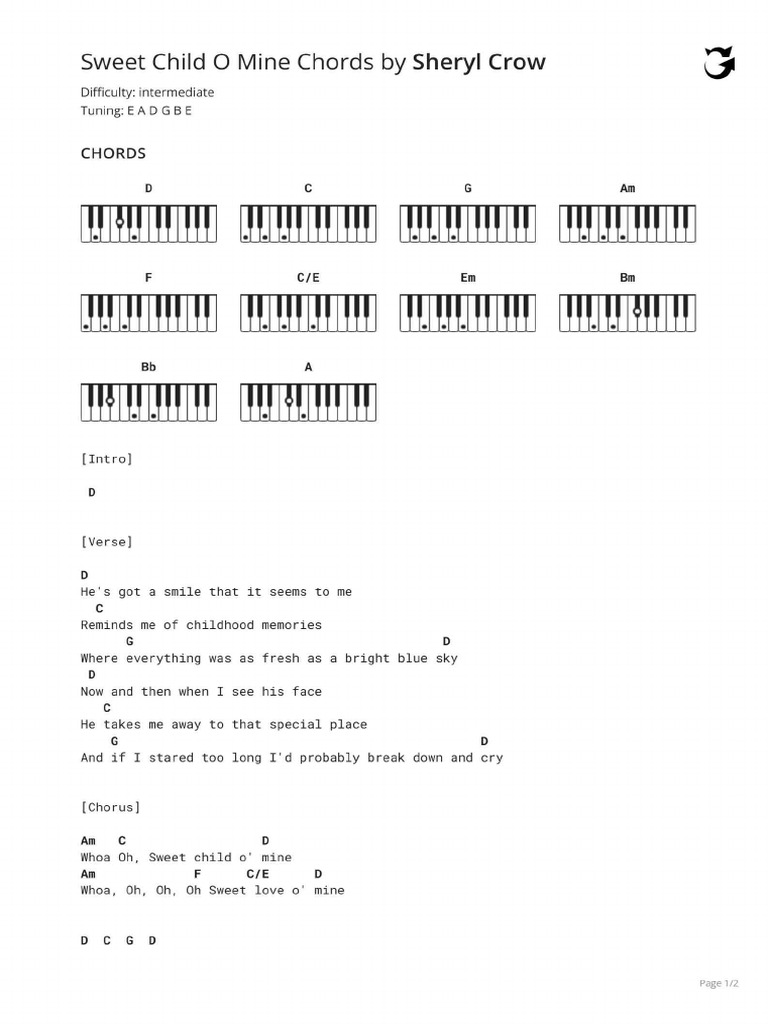 sweet child o mine chords | PDF