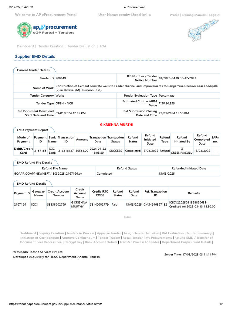 EMD Refund Process for Tenders | PDF | Financial Services | Banking