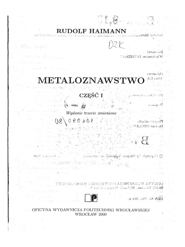 Rudolf Haimann - Metaloznawstwo | PDF