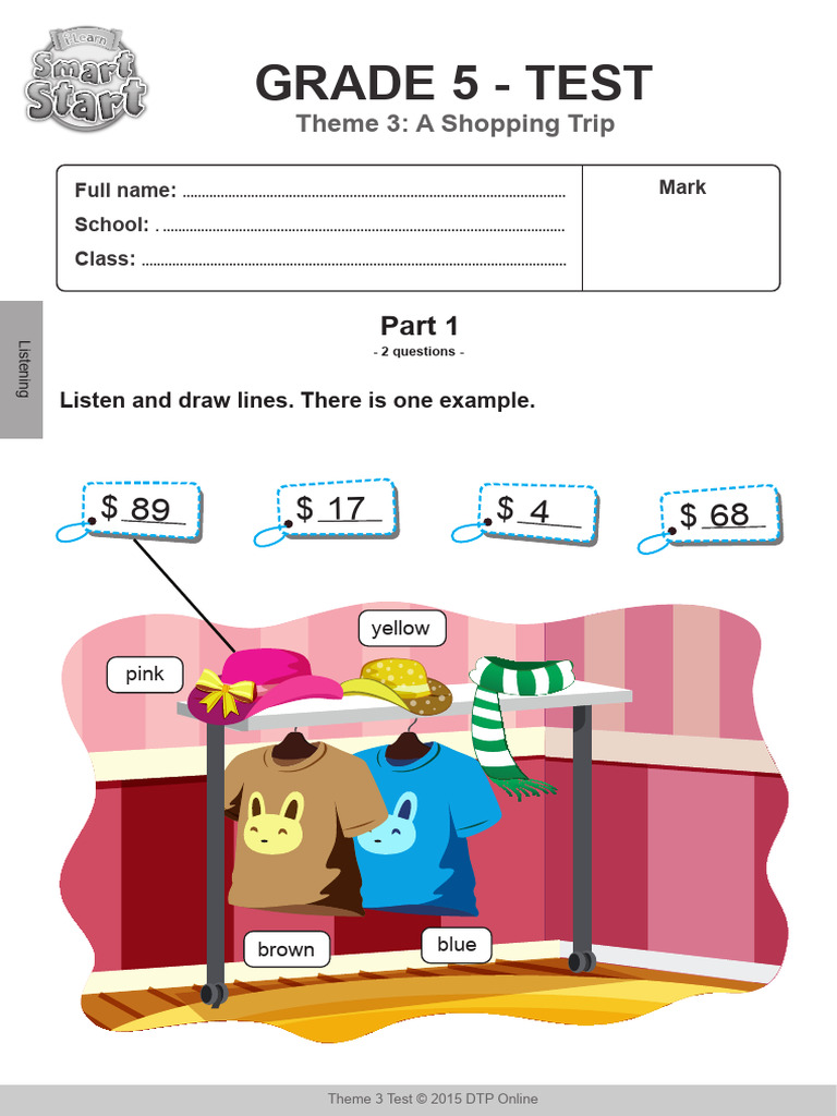 I-Learn Smart Start Grade 5 Theme 3 - Listening Test - TB | PDF