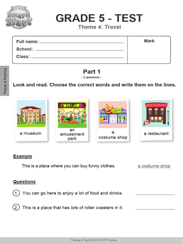 I-Learn Smart Start Grade 5 Theme 4 - Reading & Writing Test - TB | PDF