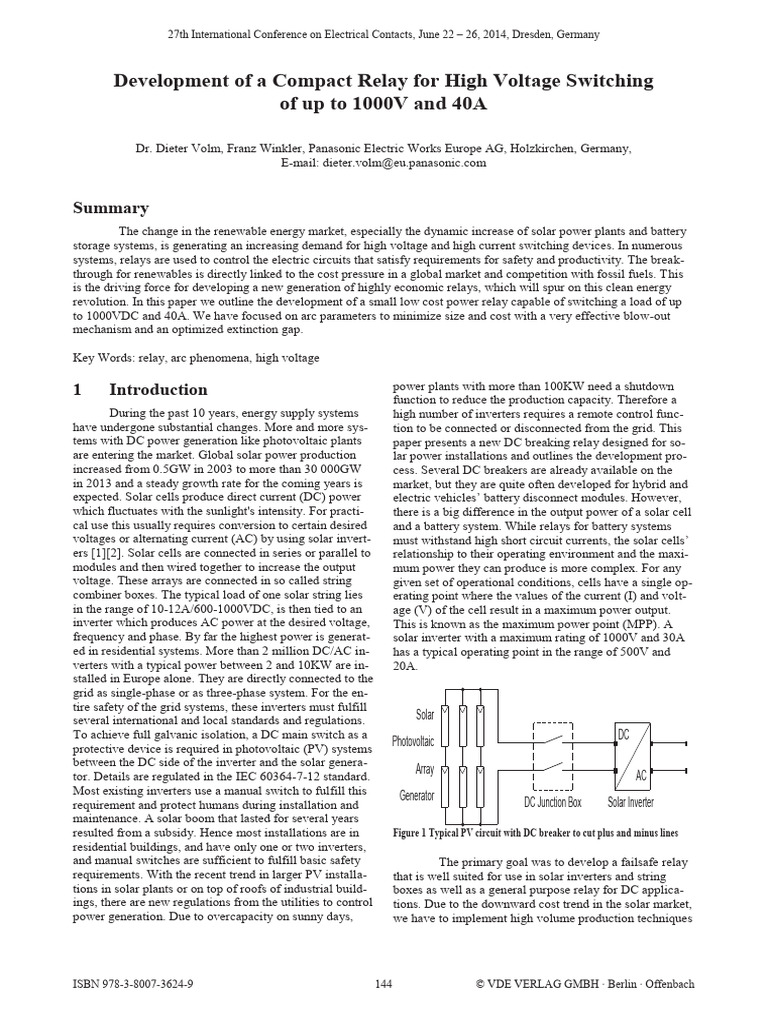 Development of A Compact Relay For High Voltage Switching of Up To ...